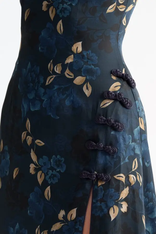 SAU LEE Victoria Satin Midi Dress