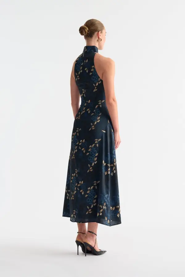 SAU LEE Victoria Satin Midi Dress