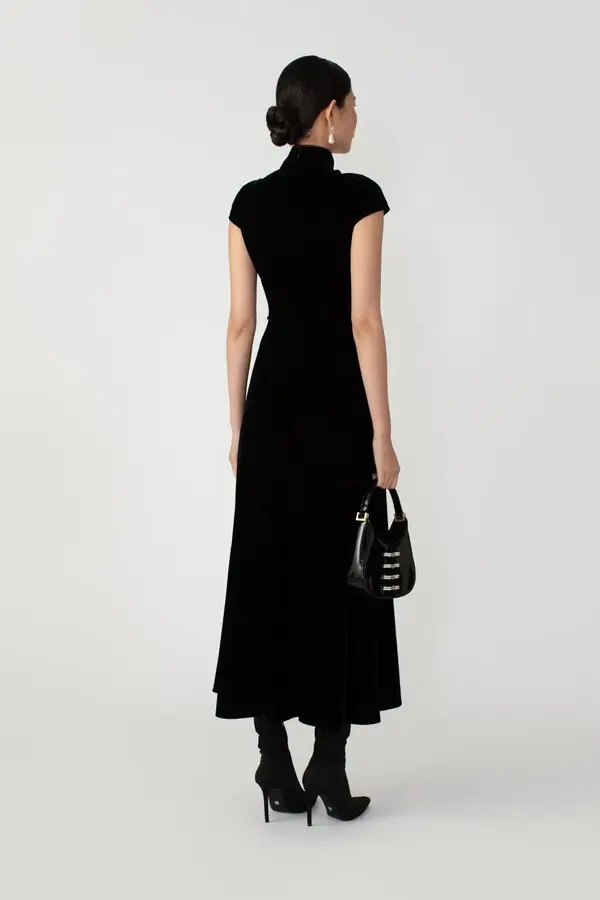 SAU LEE Vanessa Velvet Midi Dress