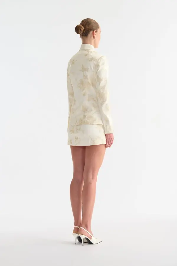 SAU LEE Roan Satin Tang Blazer With Mandarin Collar