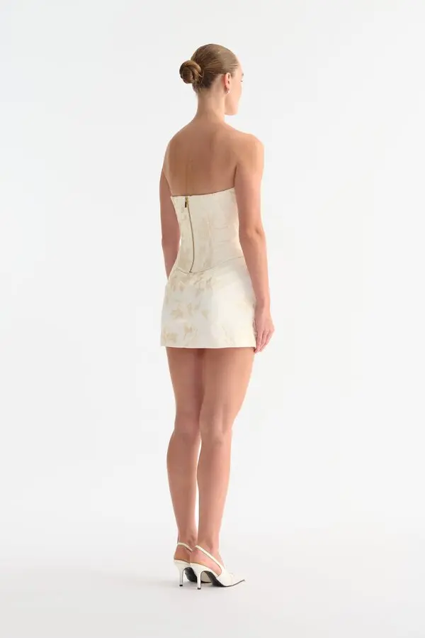 SAU LEE Roan Embroidered Satin Mini Skirt