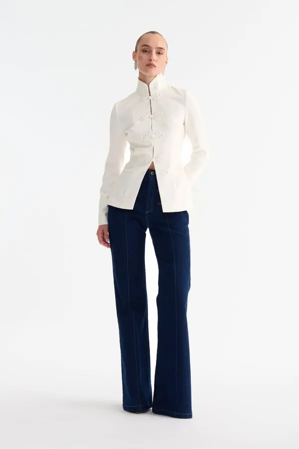 SAU LEE Filip Tang Blazer With Mandarin Collar