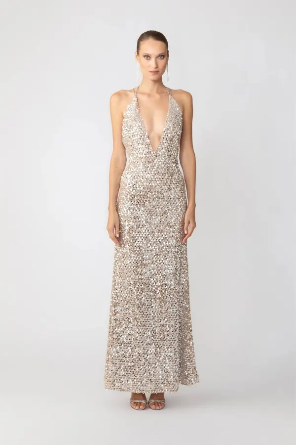 SAU LEE Ollie Gown Sequined Maxi Dress