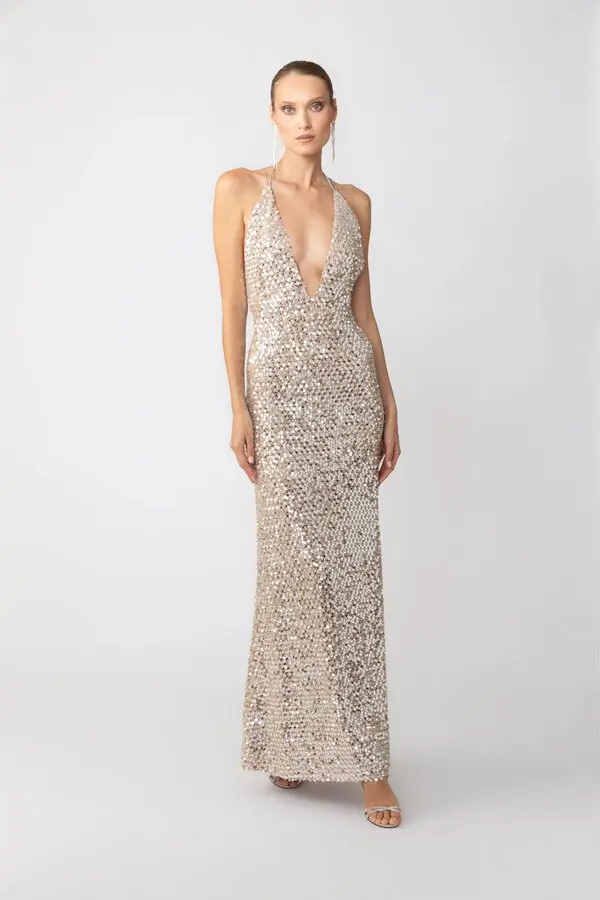 SAU LEE Ollie Gown Sequined Maxi Dress