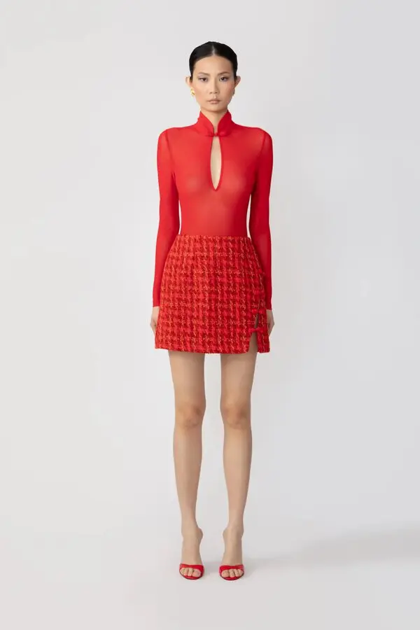 SAU LEE Ida Tweed Mini Skirt