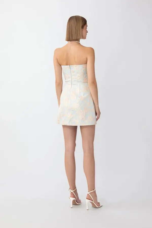SAU LEE Jodie Jacquard Mini Dress - Blue Multi