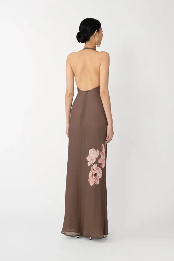 SAU LEE Gwyneth Maxi Dress - Mocha Multi