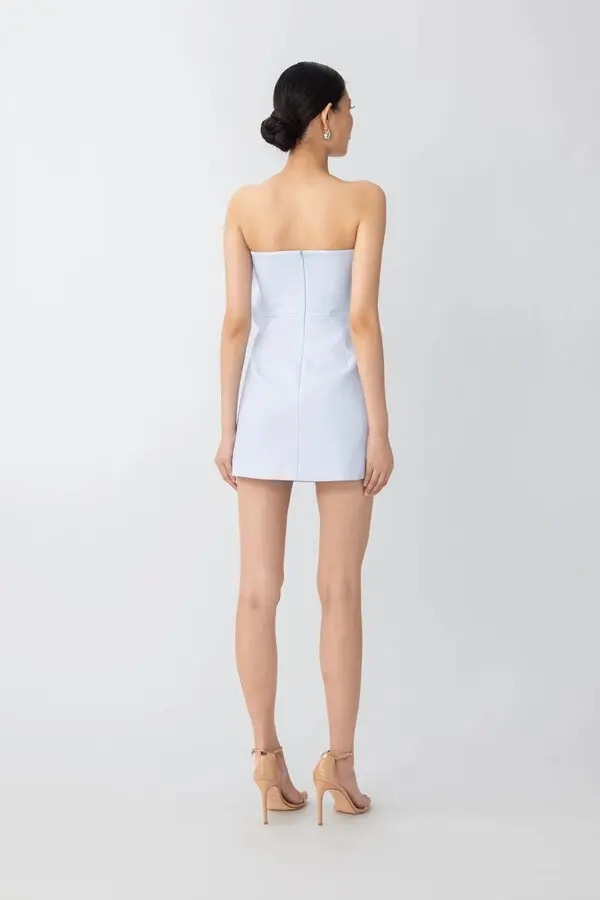SAU LEE Elly Mini Dress With Asymmetrical Bow - Pastel Blue