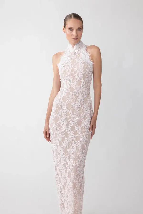 SAU LEE Rosana Lace Cheongsam Dress