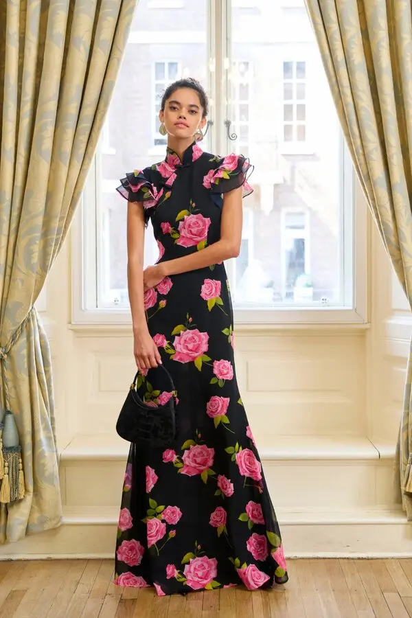 SAU LEE Sylvie Floral Chiffon Maxi Dress