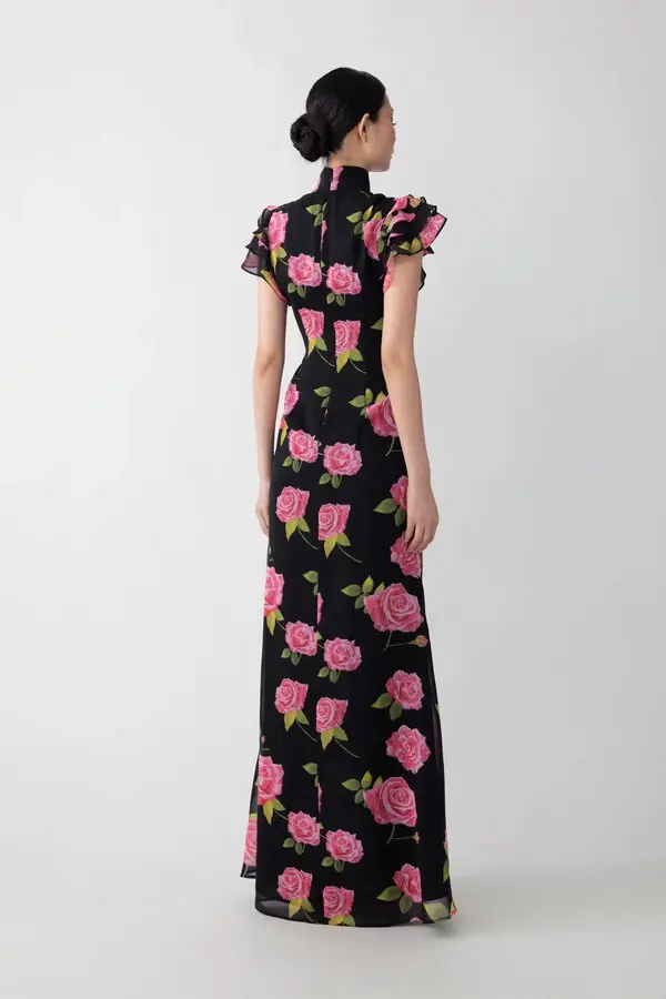 SAU LEE Sylvie Floral Chiffon Maxi Dress