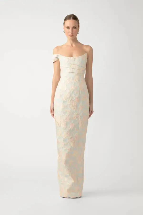 SAU LEE Jackson Jacquard Gown