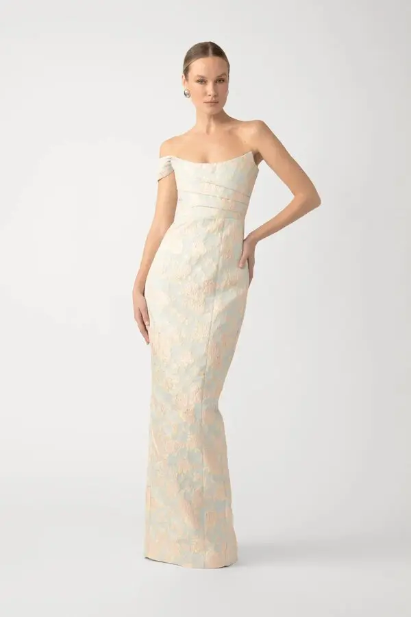 SAU LEE Jackson Jacquard Gown