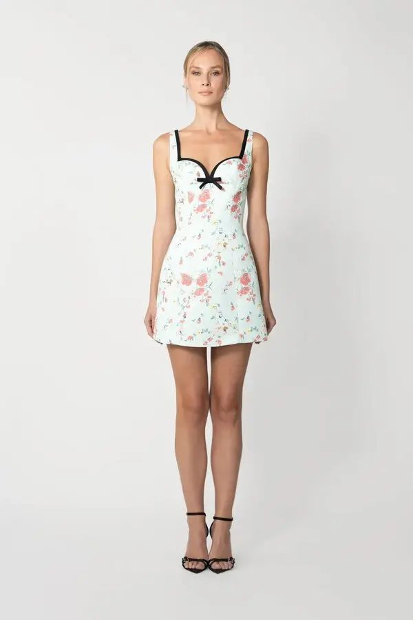 SAU LEE Mabel Mini Dress - Mint Multi