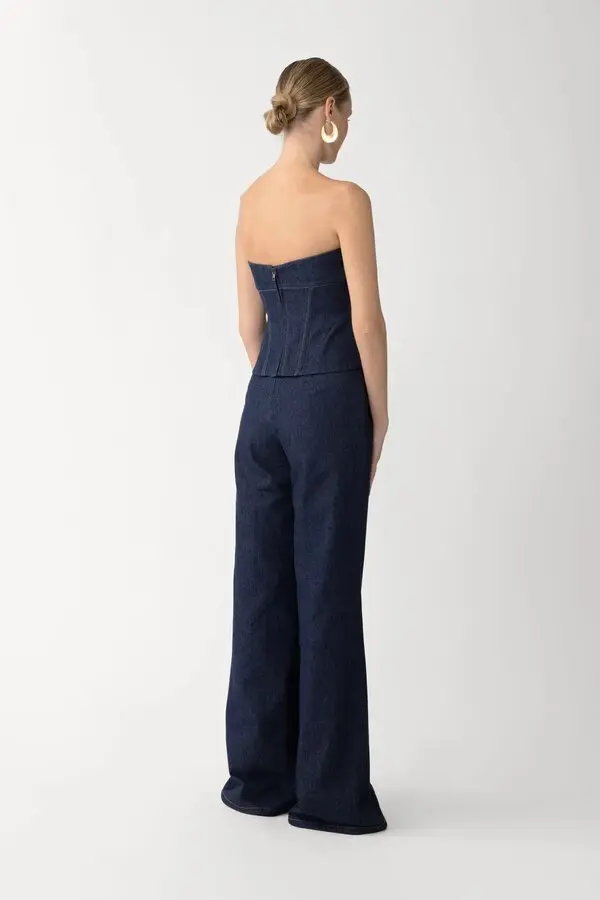 SAU LEE Brooklyn Denim Corset Top