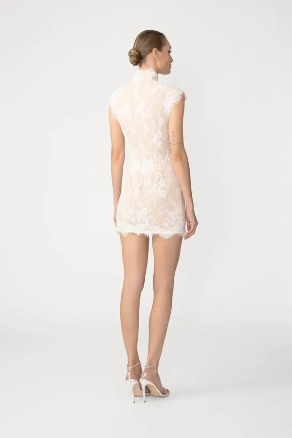 SAU LEE Sia Lace Mini Dress - White