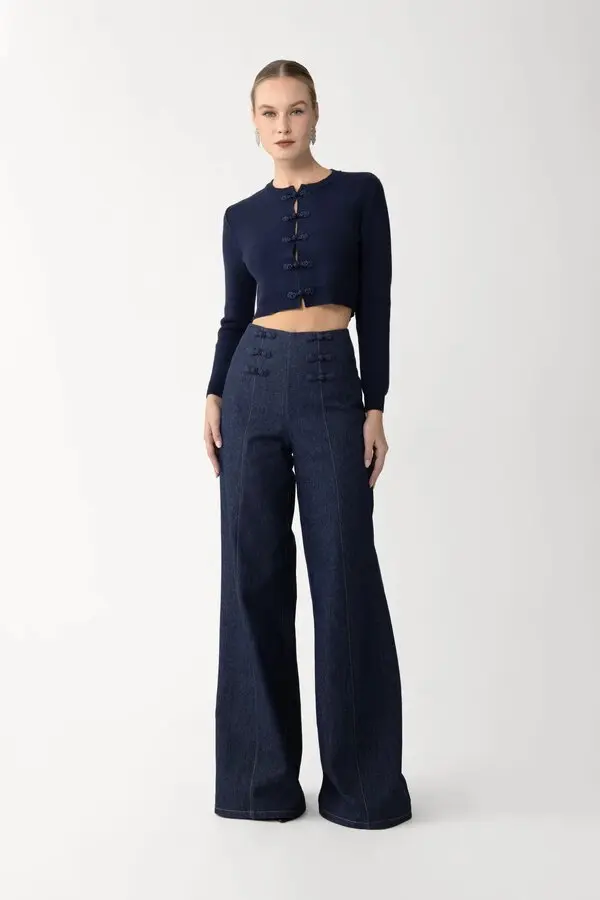 SAU LEE Brooklyn Wide-leg Denim Pants