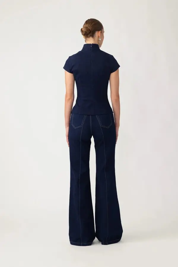 SAU LEE Iris Denim Top