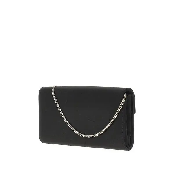 ROGER VIVIER Embellished Satin Clutch With Crystal Buckle And Chain Strap