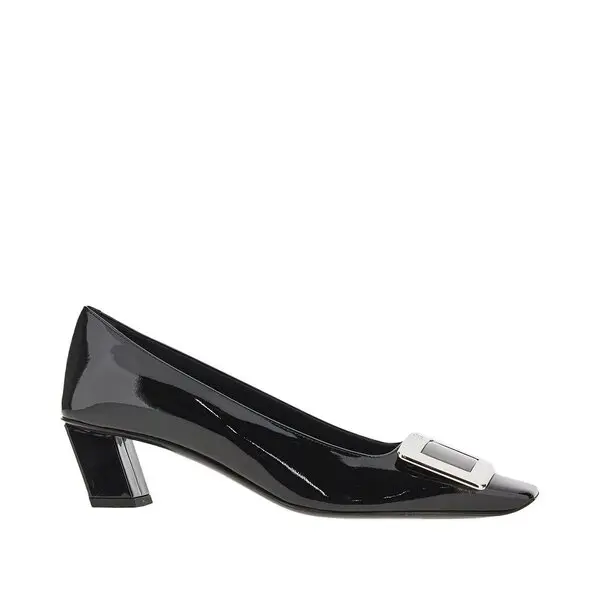 ROGER VIVIER Belle Vivier Patent Leather Pumps With Silver Buckle - Black