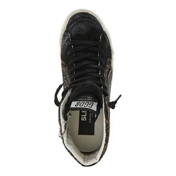 GOLDEN GOOSE Slide High Top Sneakers With Glitter And Suede