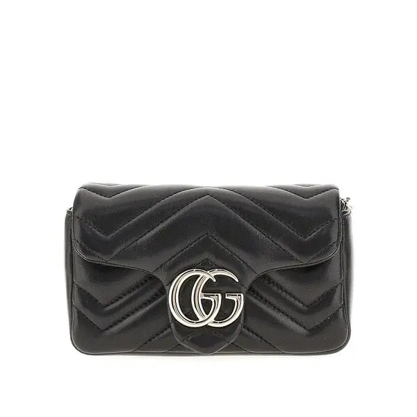 Gucci Nappa Leather 'gg Marmont' Mini Bag - Black