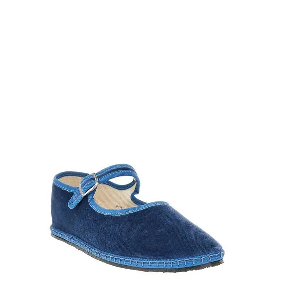 VIBI VENEZIA Velvet Mary Jane Slippers With Silver Buckle