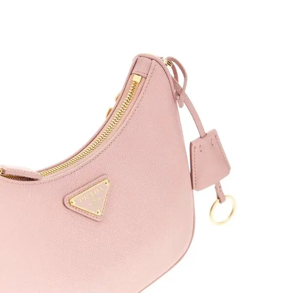 Prada Saffiano Leather Re-edition Mini Bag With Chain Strap - Pink