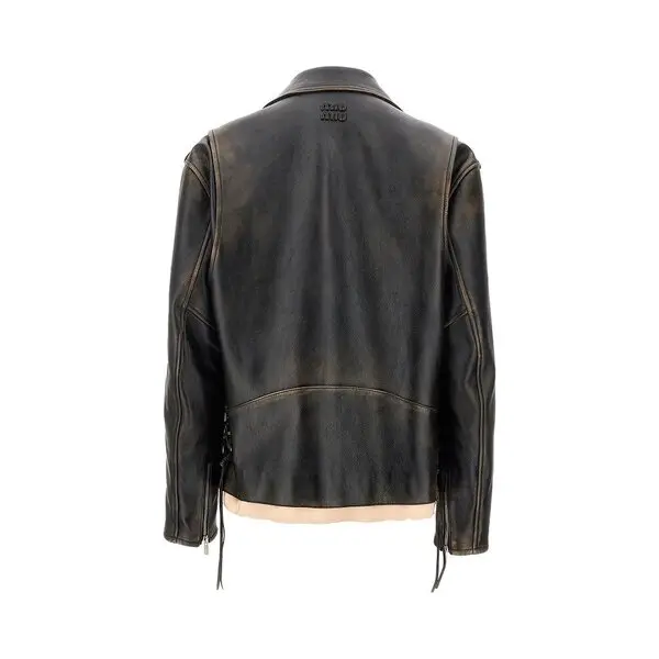 Miu Miu Nappa Leather Oversized Biker Jacket