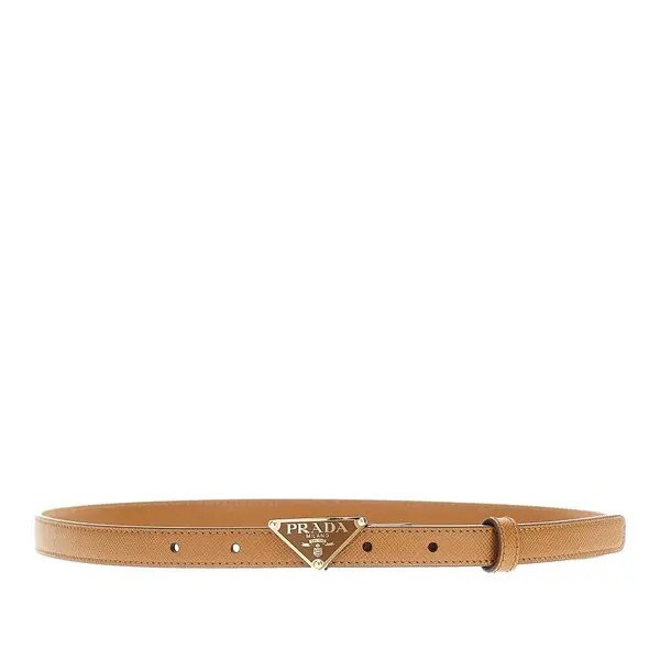 Prada Saffiano Leather Slim Belt - Brown
