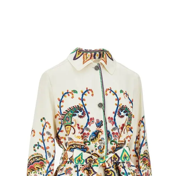 Etro Paisley Motif Twill Overshirt With Belt