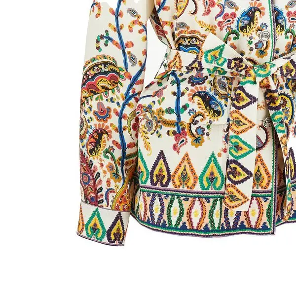 Etro Paisley Motif Twill Overshirt With Belt