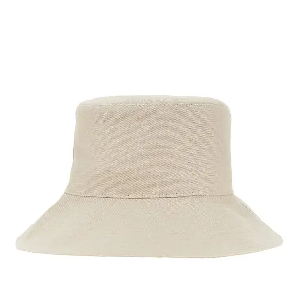 Emporio Armani Cotton Canvas Bucket Hat With Eagle Logo - Beige
