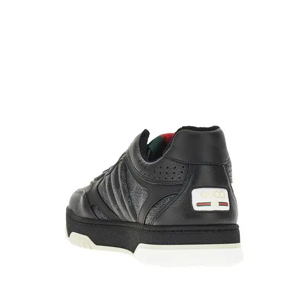 Gucci Re-web" Grained Leather Sneakers - Black