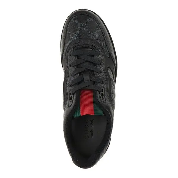 Gucci Re-web" Grained Leather Sneakers - Black