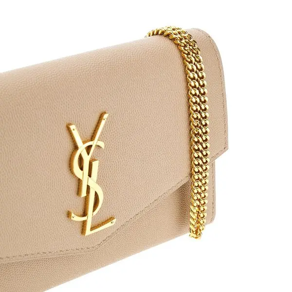 Saint Laurent Uptown Wallet On Chain - Beige