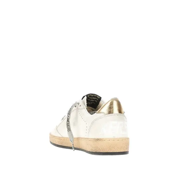 GOLDEN GOOSE Ballstar Sneakers In Smooth Leather With Metallic Accents