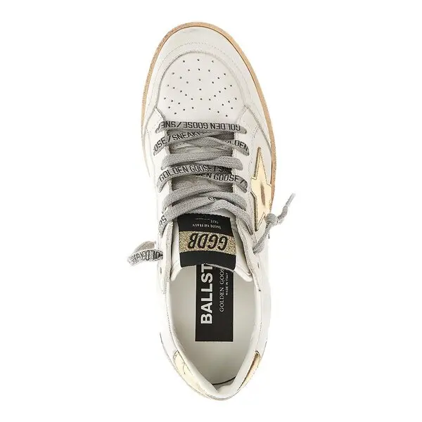 GOLDEN GOOSE Ballstar Sneakers In Smooth Leather With Metallic Accents