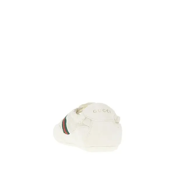 Gucci Jacquard Gg Canvas And Suede Sneakers With Web Ribbon - White