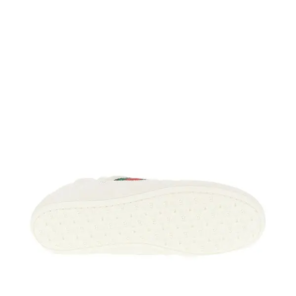 Gucci Jacquard Gg Canvas And Suede Sneakers With Web Ribbon - White