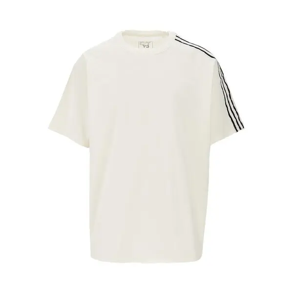 Y3 Raw-cut 3 Tripe T-hirt - White