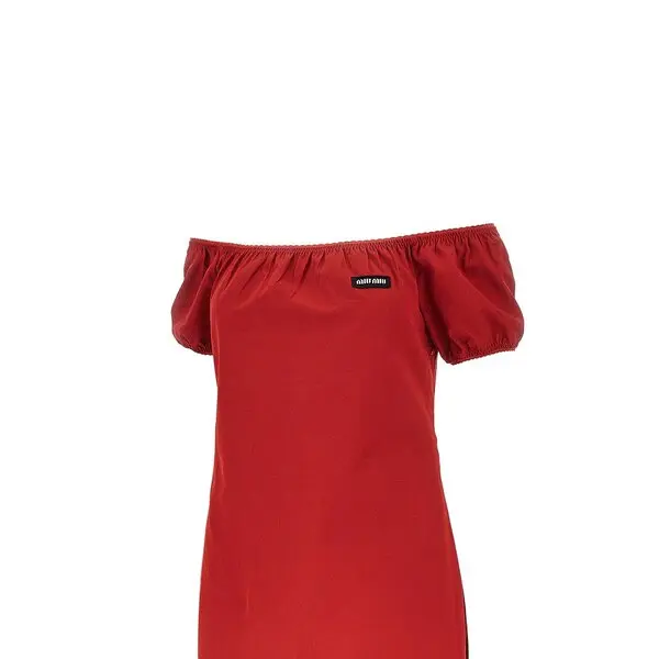 Miu Miu Off-the-shoulder Poplin Knee-length Dress