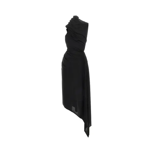 Balenciaga Sleeveless High Neck Draped Midi Dress