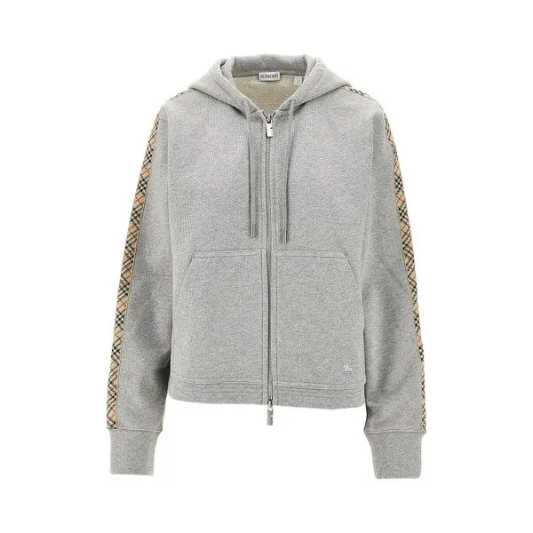 Burberry Full-zip Hoodie With Check Detail