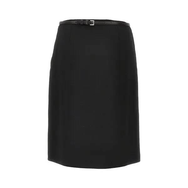 Gucci Wool Gabardine Wrap Skirt With Horsebit Details