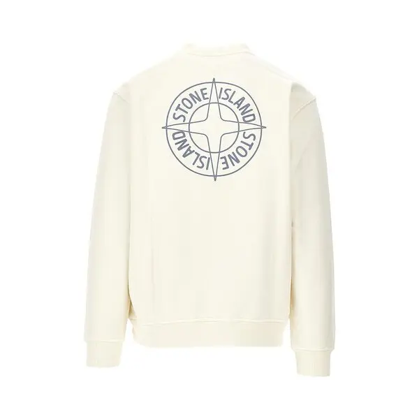 Stone Island Outline Compass Print Cotton French Terry Sweatshirt