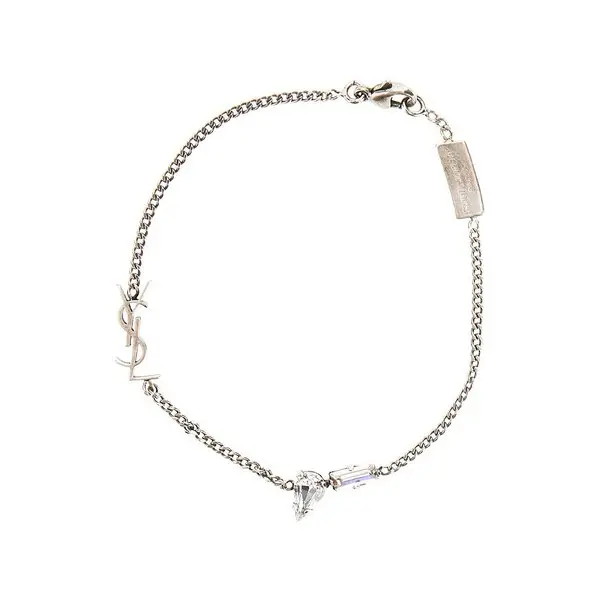 Saint Laurent Cassandre Bracelet With Strass And Crystals - Silver