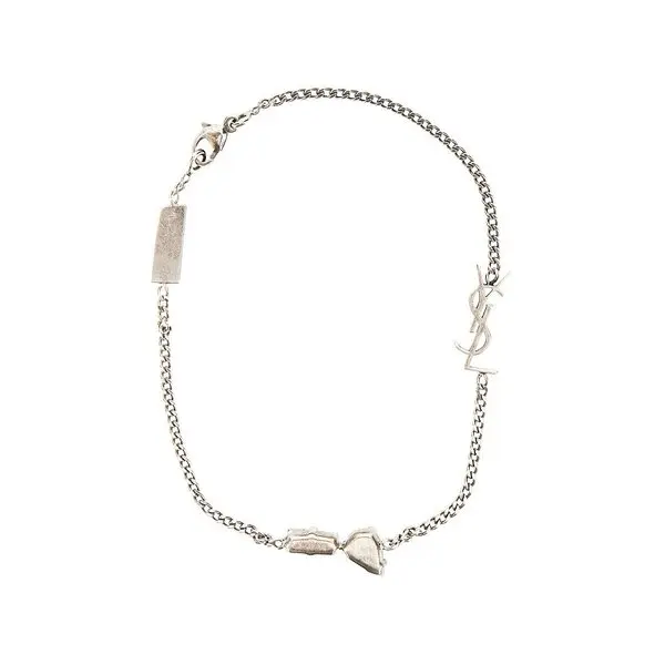 Saint Laurent Cassandre Bracelet With Strass And Crystals - Silver