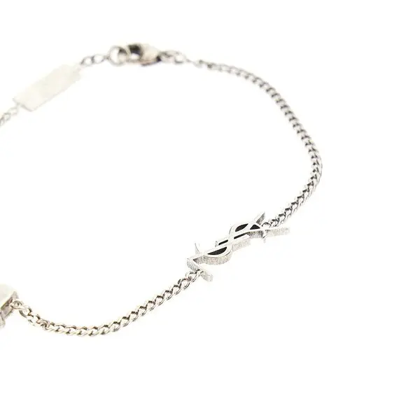 Saint Laurent Cassandre Bracelet With Strass And Crystals - Silver