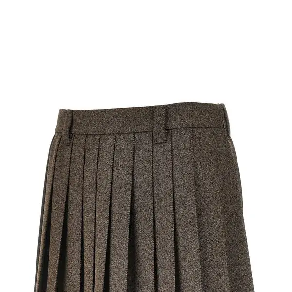 Miu Miu Pleated Wool Mini Skirt - Brown